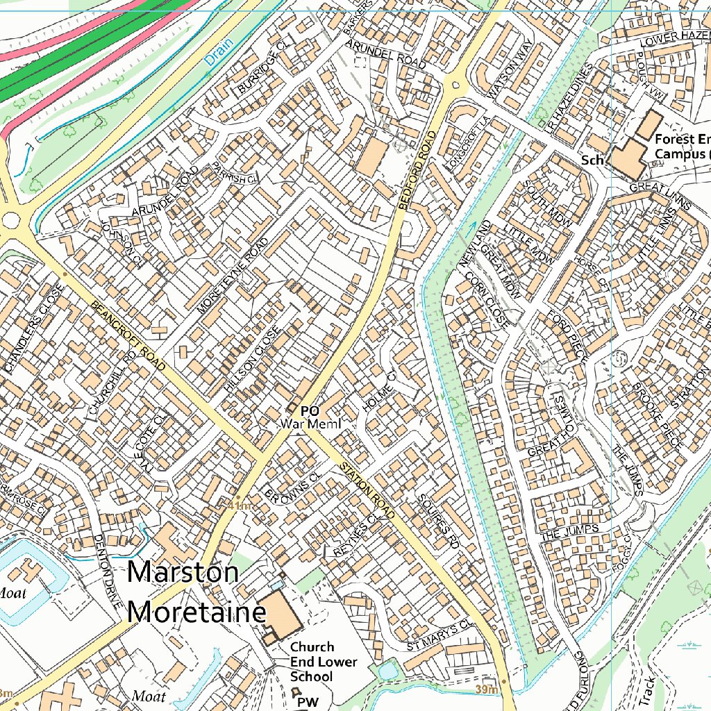 Cranfield & Marston Moretaine Ward 1 (1:10,000) Map by UK Topographic ...