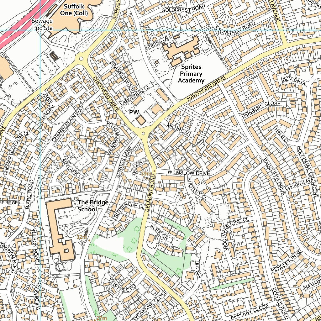 Copdock & Washbrook Ward 1 (1:10,000) Map by UK Topographic Maps ...