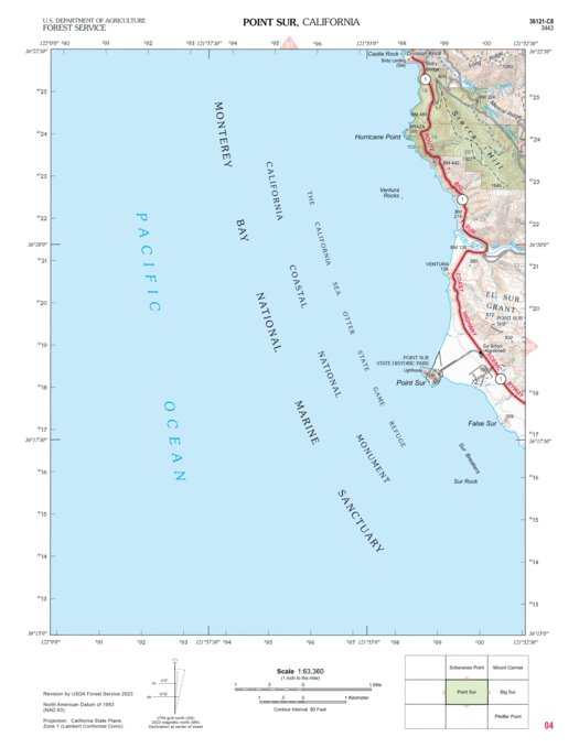 Point Sur Map by US Forest Service R5 | Avenza Maps