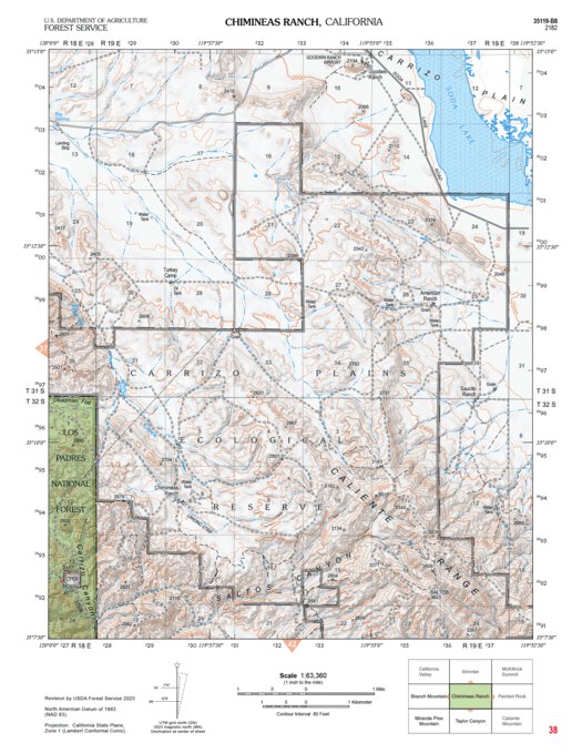Chimineas Ranch Map by US Forest Service R5 | Avenza Maps