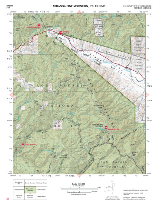 Miranda Pine Mountain Map by US Forest Service R5 | Avenza Maps