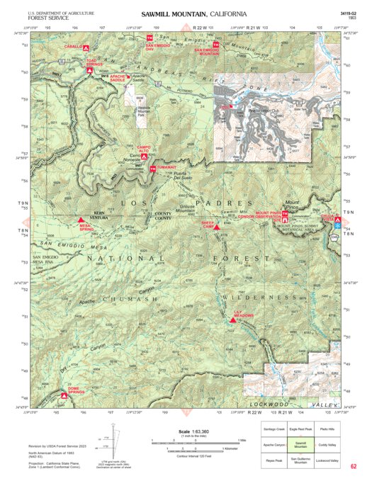 Sawmill Mountain Map by US Forest Service R5 | Avenza Maps