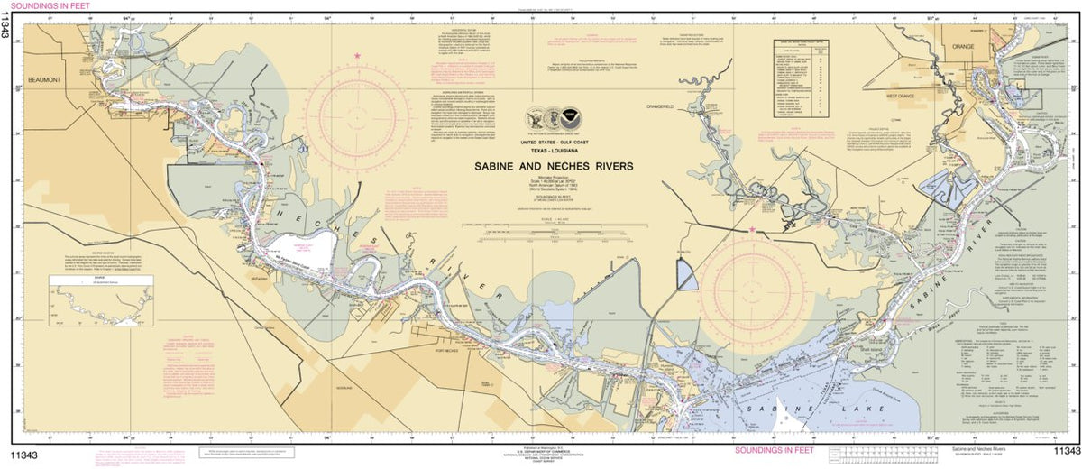 Sabine And Neches Rivers Map by National Oceanographic & Atmospheric ...