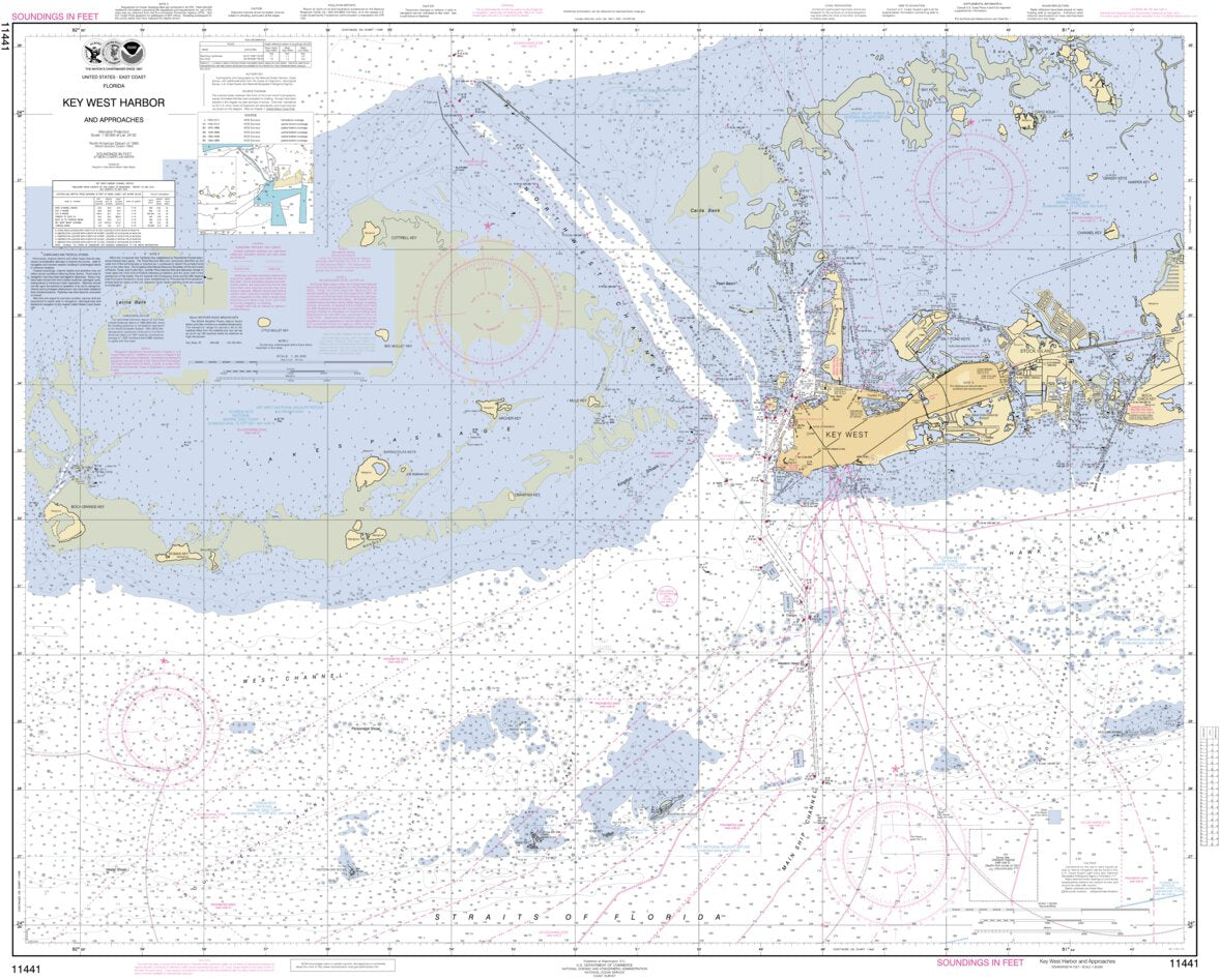 Key West Harbor And Approaches Map by National Oceanographic ...