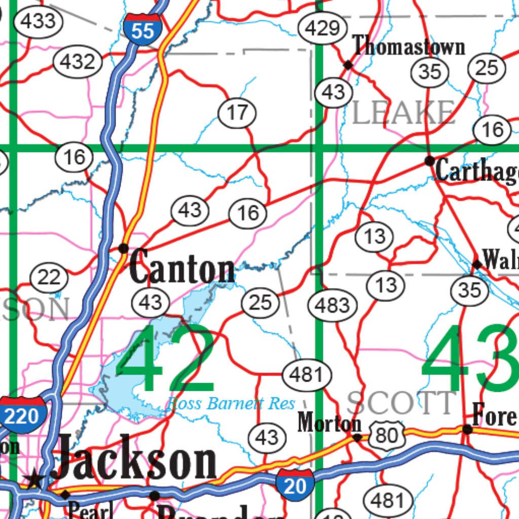 Mississippi Atlas & Gazetteer Overview Map by Garmin | Avenza Maps