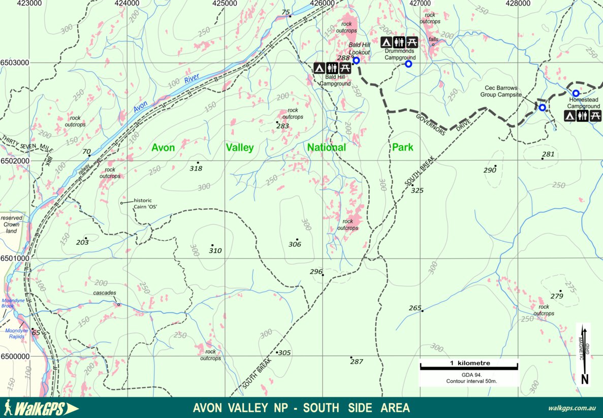 WalkGPS - Avon Valley National Park - South Side Walk Area - Darling ...