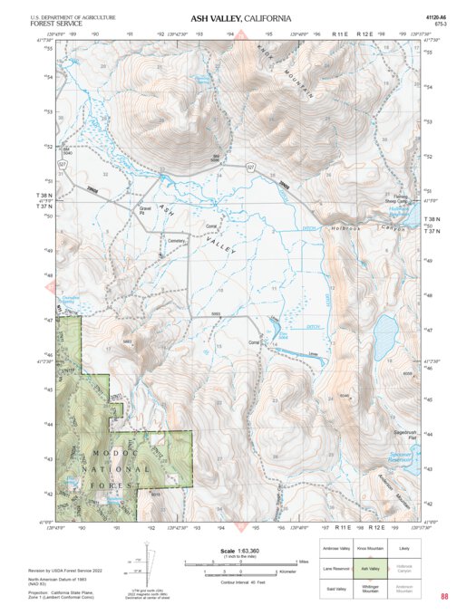 Ash Valley Map by US Forest Service R5 | Avenza Maps