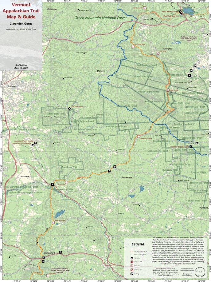 Vermont AT Map #5: Clarendon Gorge by Eyes Up Adventures | Avenza Maps