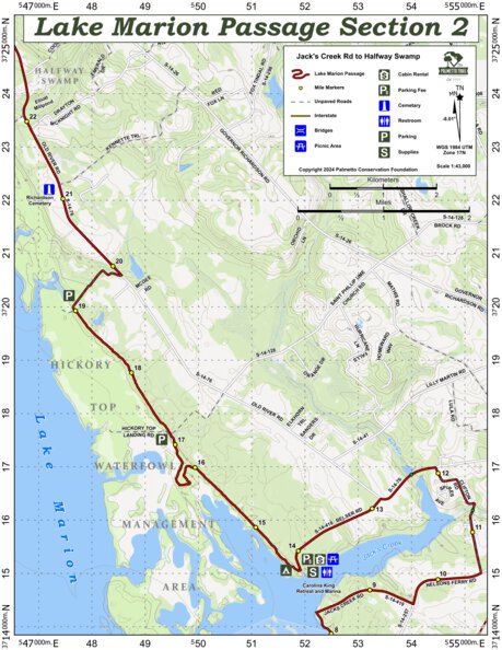 Lake Marion Passage (Section 2) of the Palmetto Trail Map by Palmetto ...