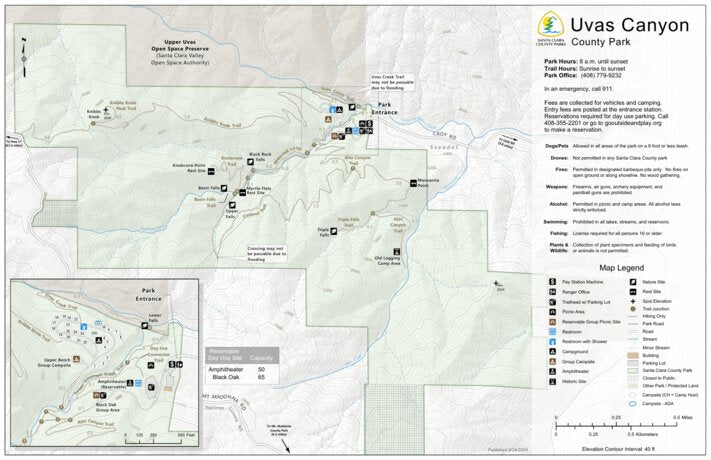Uvas Canyon County Park Guide Map by Santa Clara County Parks and ...