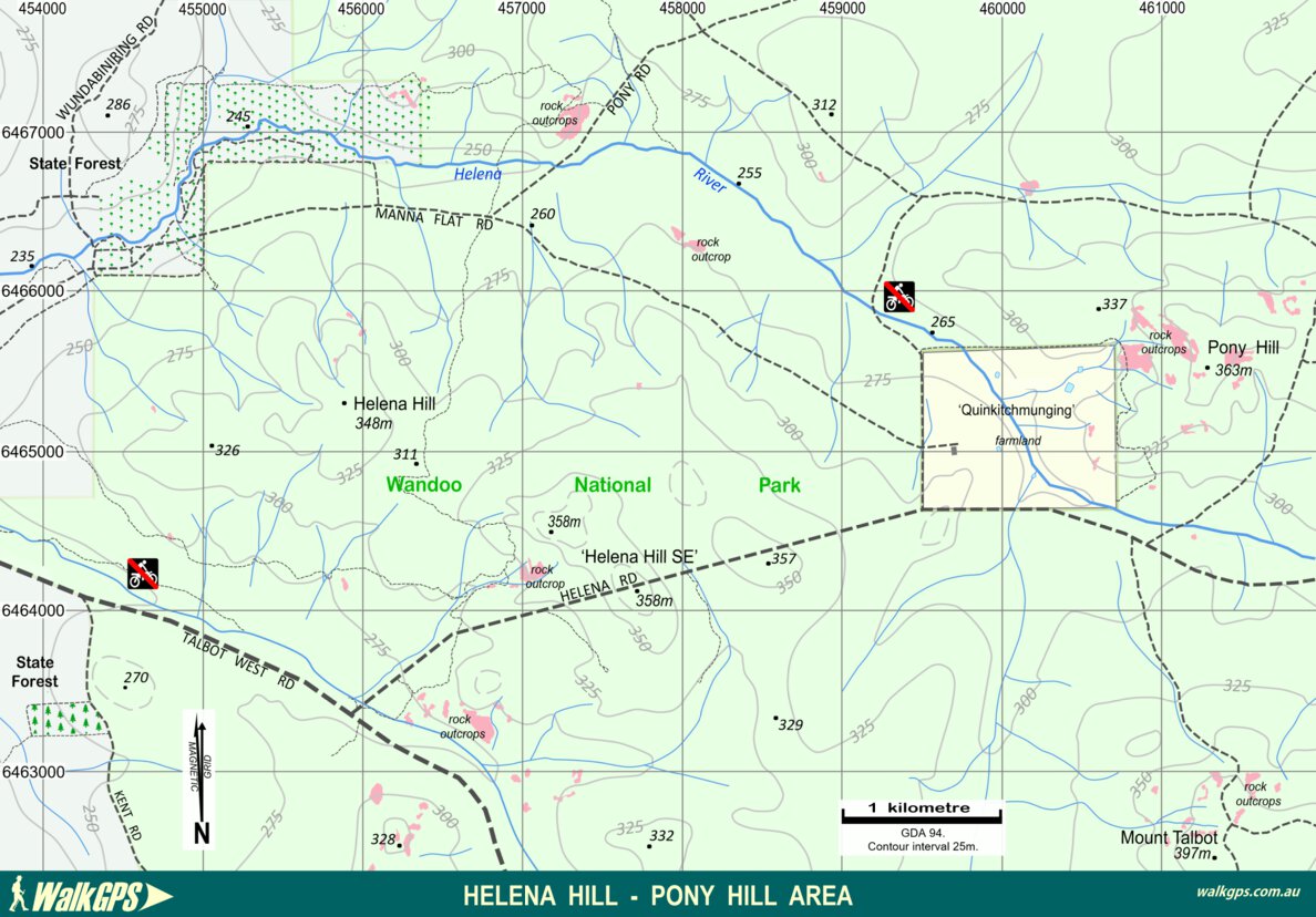 WalkGPS - Helena Hill-Pony Hill Walk Area - Darling Range Map by ...
