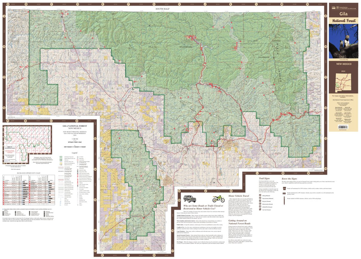 Gila National Forest Visitor Map (South Half) by US Forest Service R3 ...