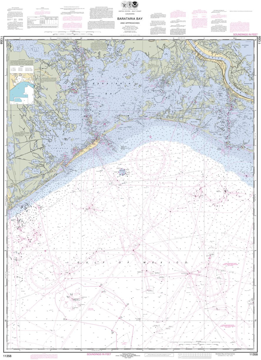 Barataria Bay And Approaches Map by National Oceanographic ...