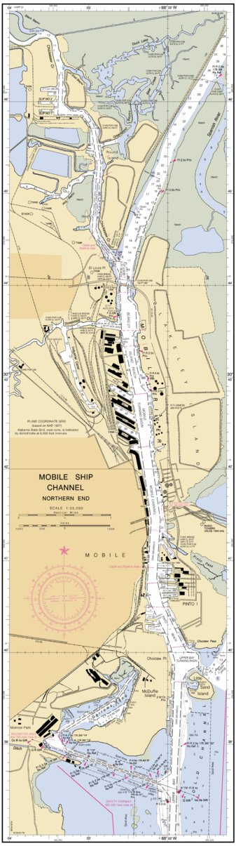 Mobile Ship Channel Northern End Map by National Oceanographic ...