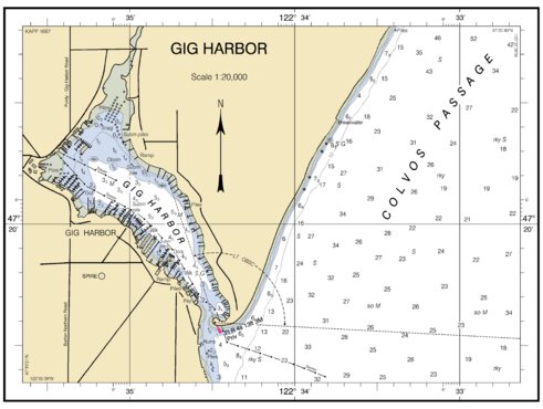 Possession Sound To Olympia Map by National Oceanographic & Atmospheric ...