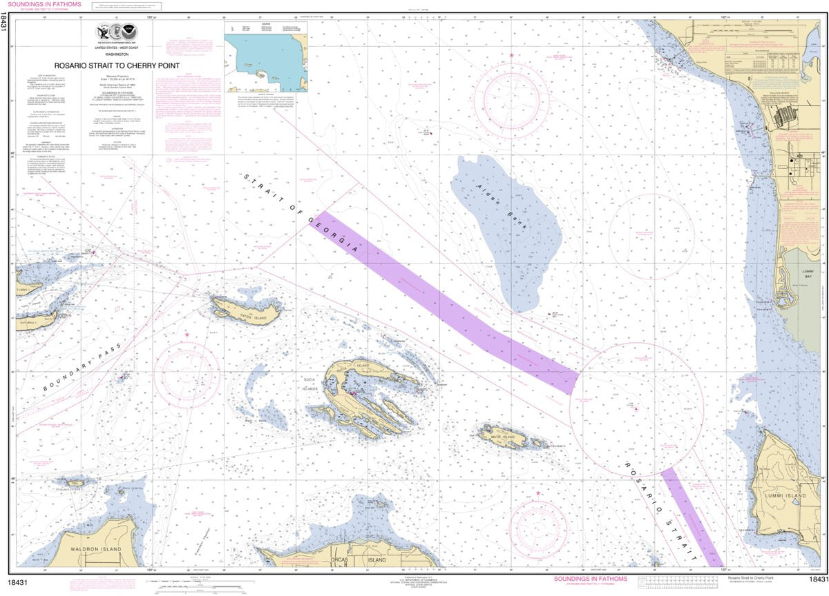 Rosario Strait To Cherry Point Map by National Oceanographic ...