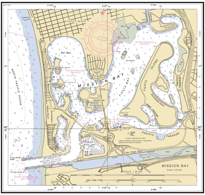 Mission Bay Map by National Oceanographic & Atmospheric Administration ...