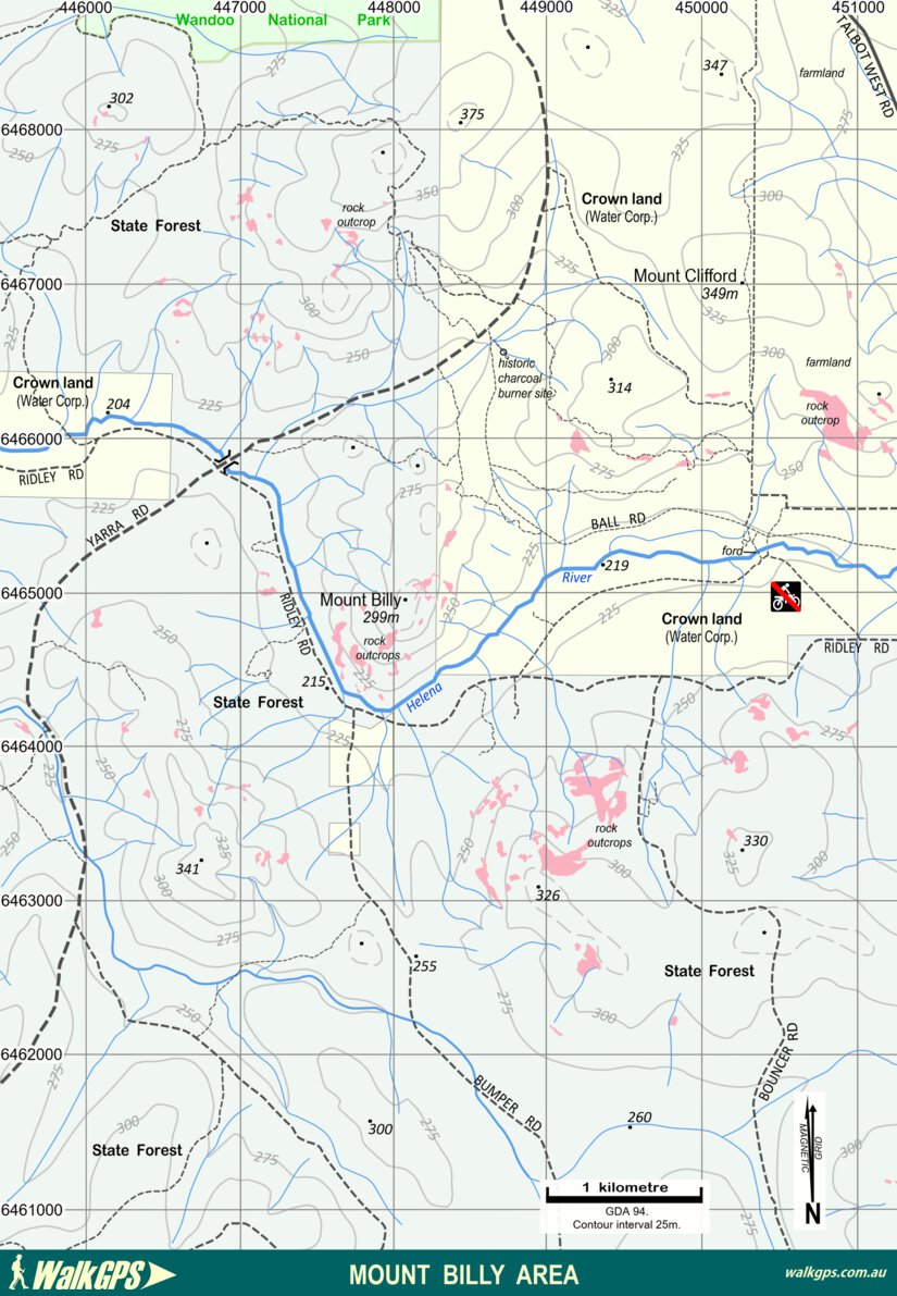 WalkGPS - Mount Billy Walk Area - Darling Range Map by WalkGPS | Avenza ...
