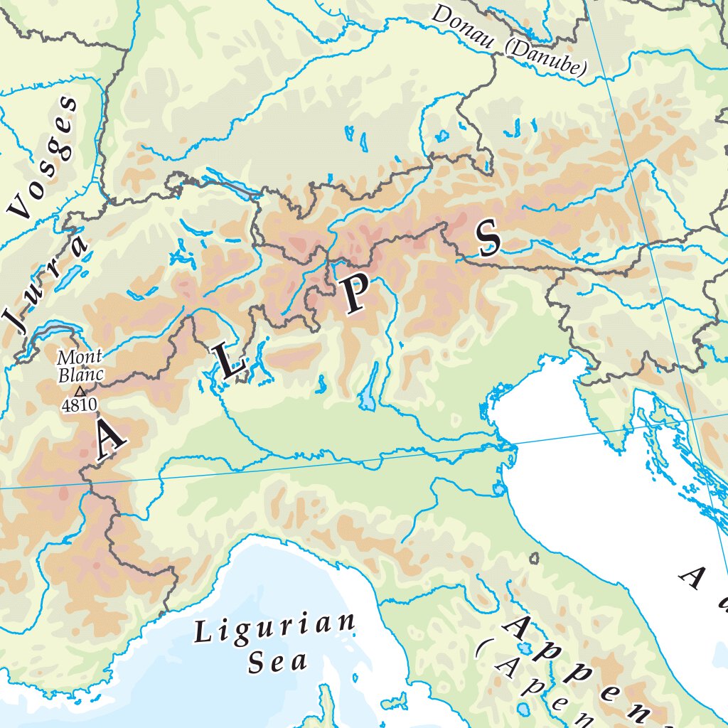 The Times Map of Europe (Physical Features) by Times Maps | Avenza Maps