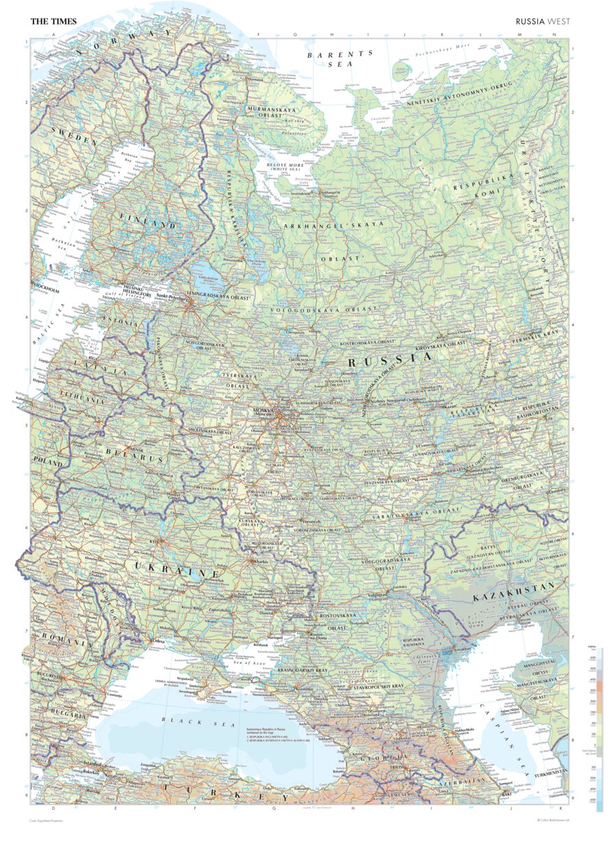The Times Map of Russia (West) by Times Maps | Avenza Maps