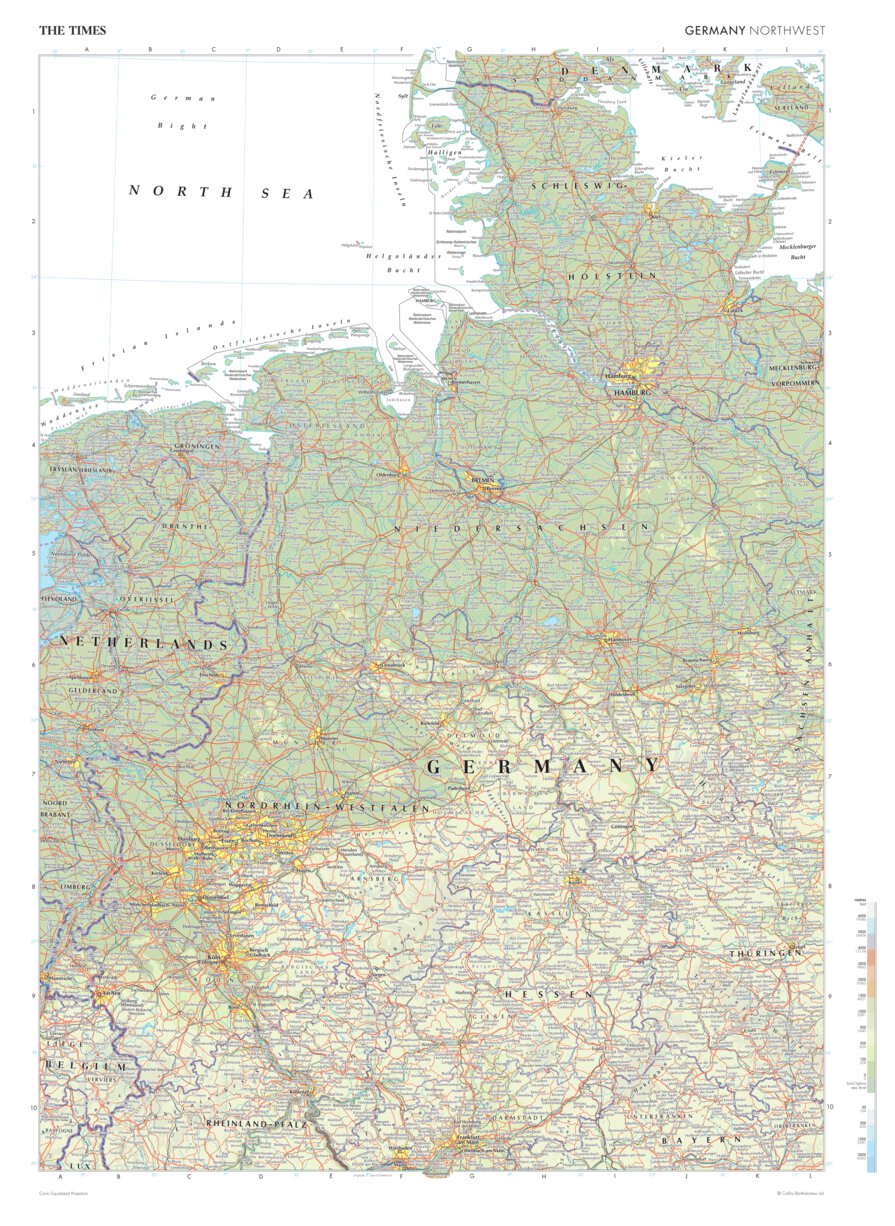 The Times Map of Germany (Northwest) by Times Maps | Avenza Maps
