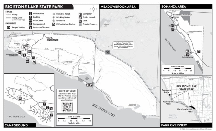 Big Stone Lake State Park - Meadowbrook Area Map by Minnesota ...