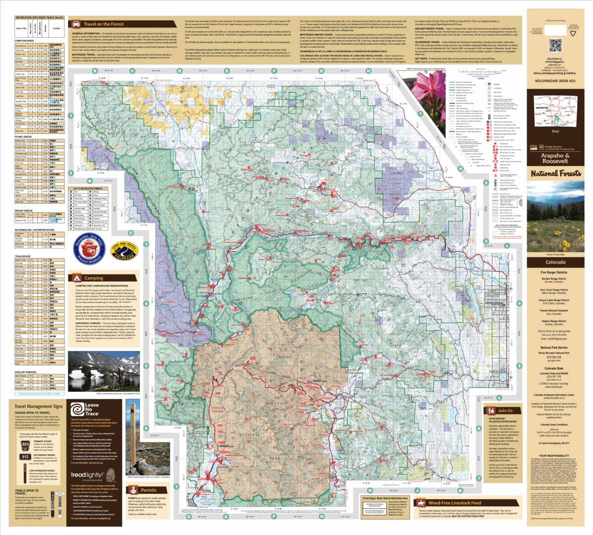 Arapaho And Roosevelt National Forests Visitor Map North Half By Us