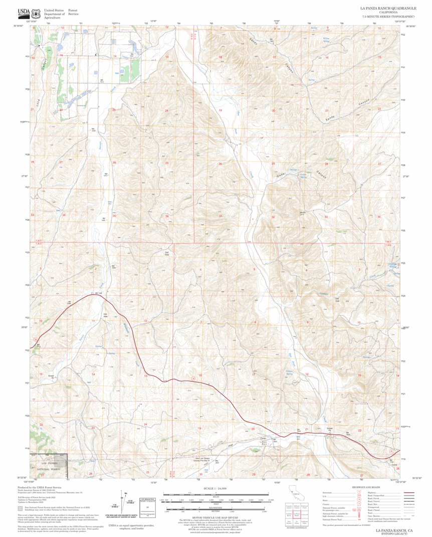 La Panza Ranch, CA FSTopo Legacy Map by US Forest Service - Topo ...