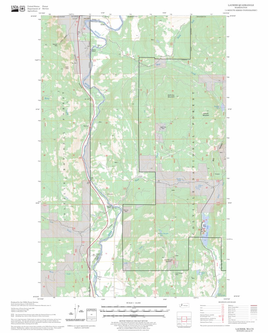 Laurier, WA FSTopo Legacy Map by US Forest Service - Topo | Avenza Maps