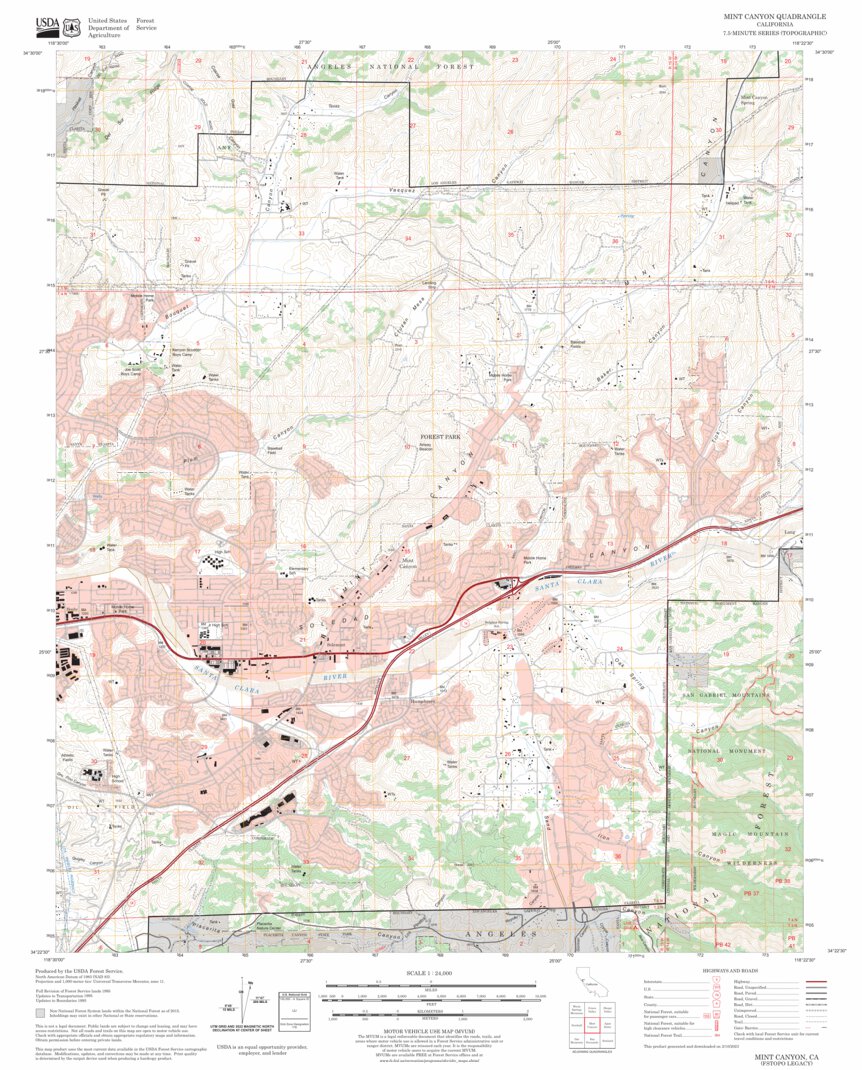 Mint Canyon, CA FSTopo Legacy Map by US Forest Service - Topo | Avenza Maps
