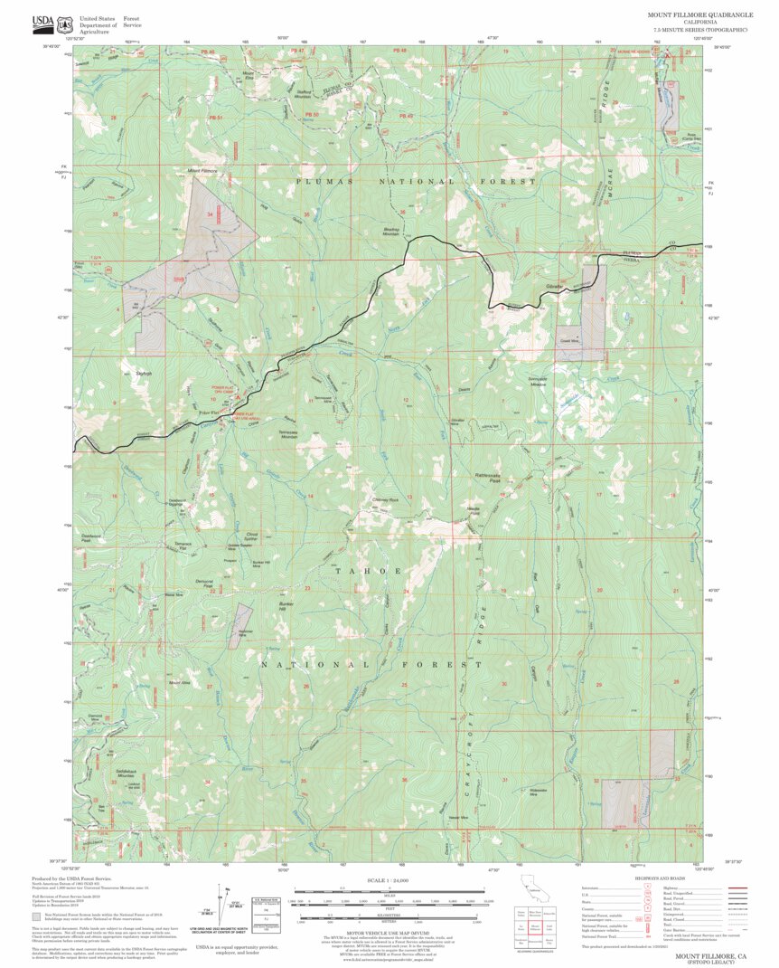 Mount Fillmore, CA FSTopo Legacy Map by US Forest Service - Topo ...