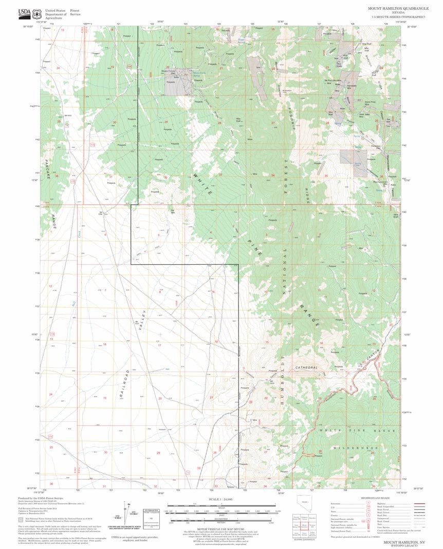 Mount Hamilton, NV FSTopo Legacy Map by US Forest Service - Topo ...