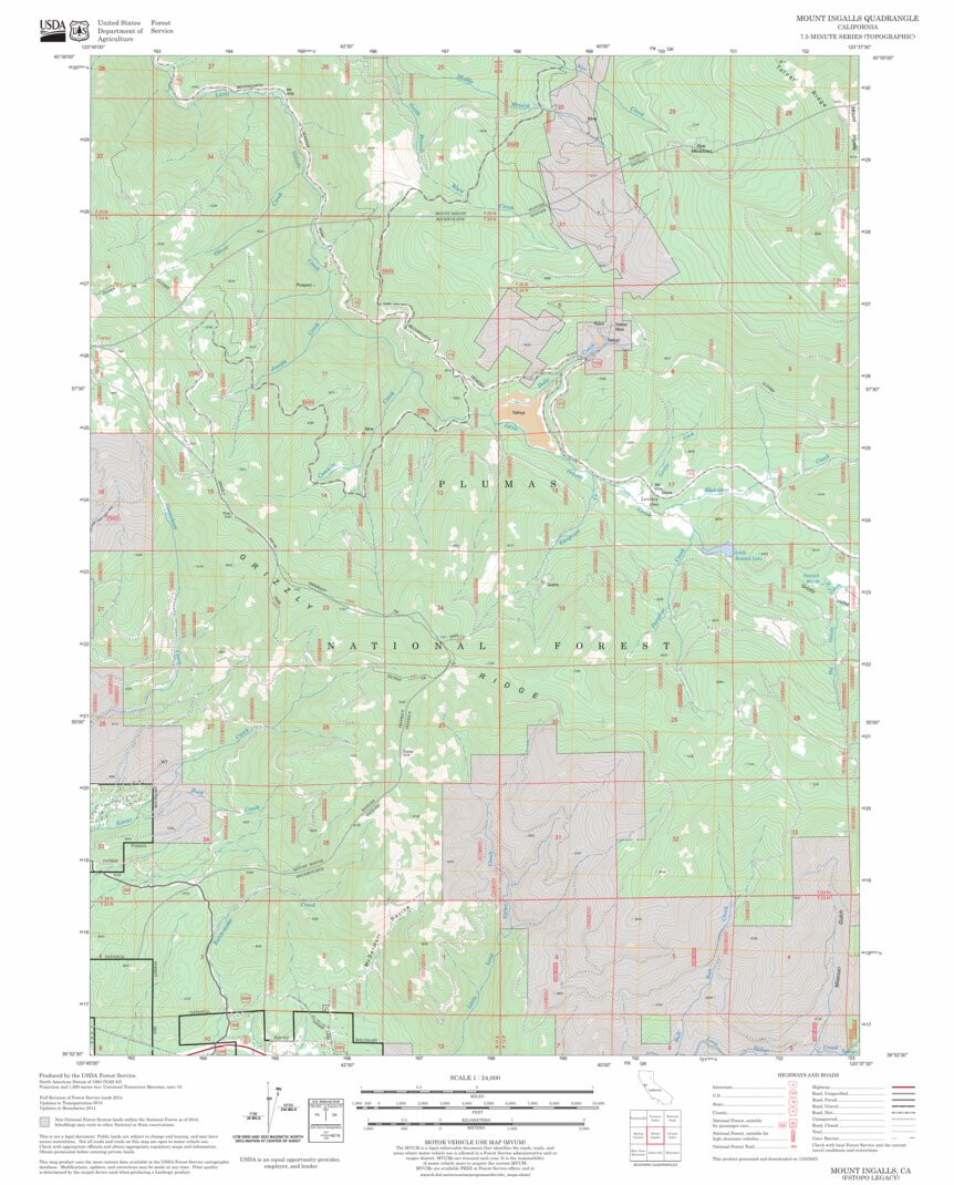 Mount Ingalls, CA FSTopo Legacy Map by US Forest Service - Topo ...