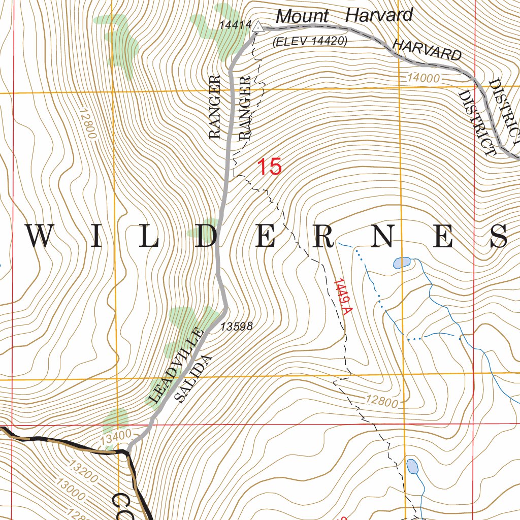 Mount Harvard, CO FSTopo Legacy Map by US Forest Service - Topo ...