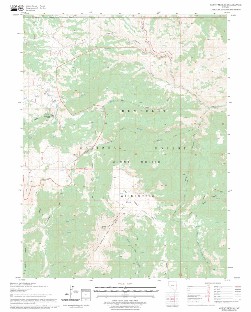 Mount Moriah, NV FSTopo Legacy Map by US Forest Service - Topo | Avenza ...