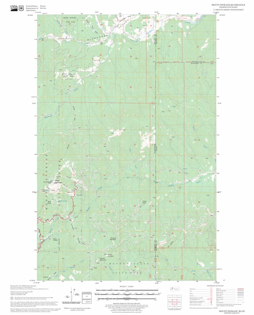 Mount Spokane, WA - ID FSTopo Legacy Map by US Forest Service - Topo ...