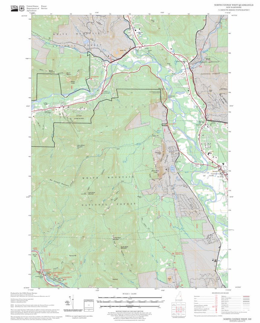 North Conway West, NH FSTopo Legacy Map by US Forest Service - Topo ...