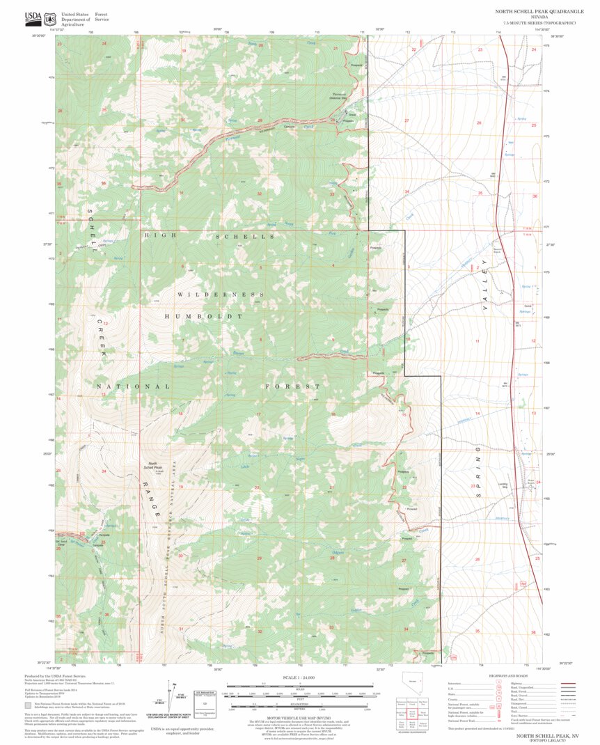 North Schell Peak, NV FSTopo Legacy Map by US Forest Service - Topo ...