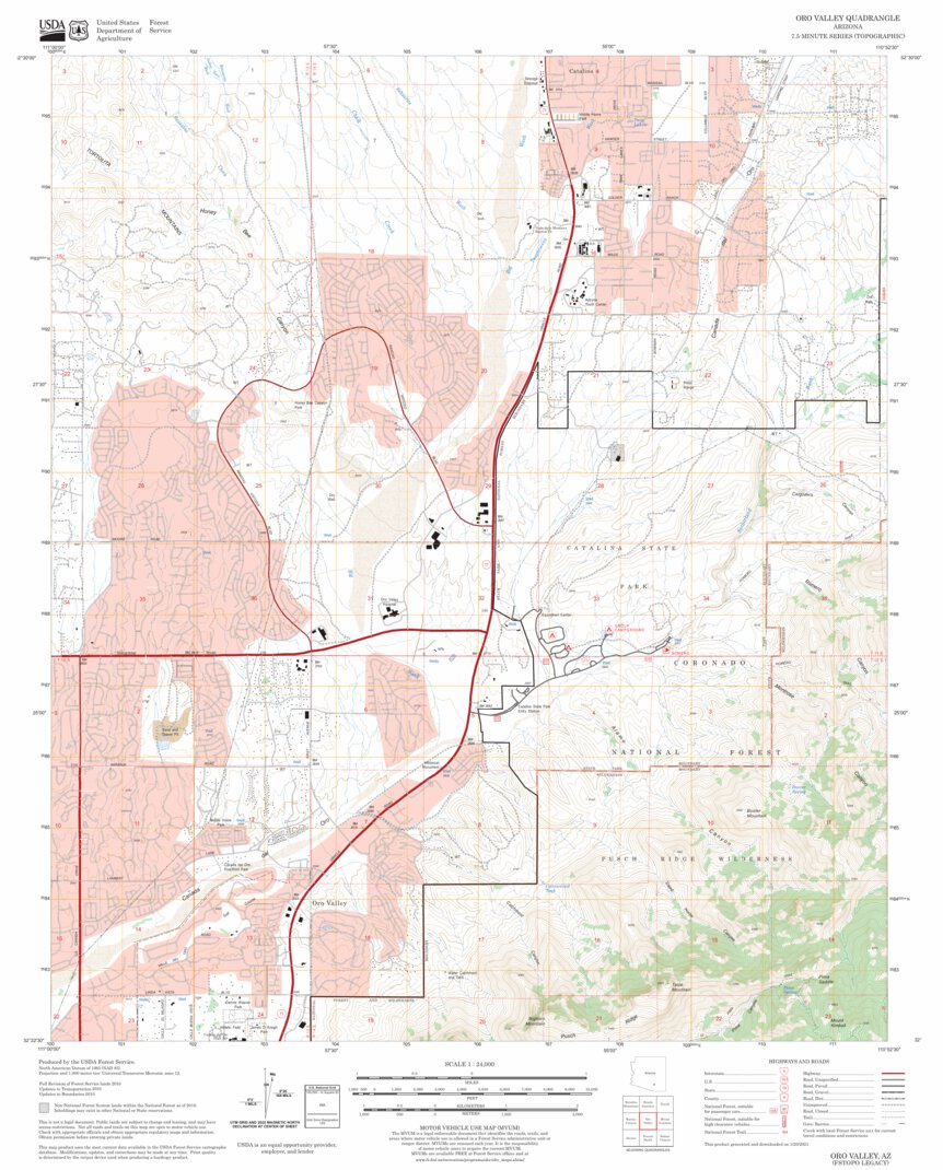 Oro Valley, AZ FSTopo Legacy Map by US Forest Service - Topo | Avenza Maps