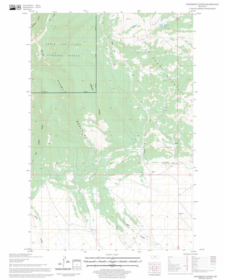 Patterson Canyon, MT FSTopo Legacy Map by US Forest Service - Topo ...