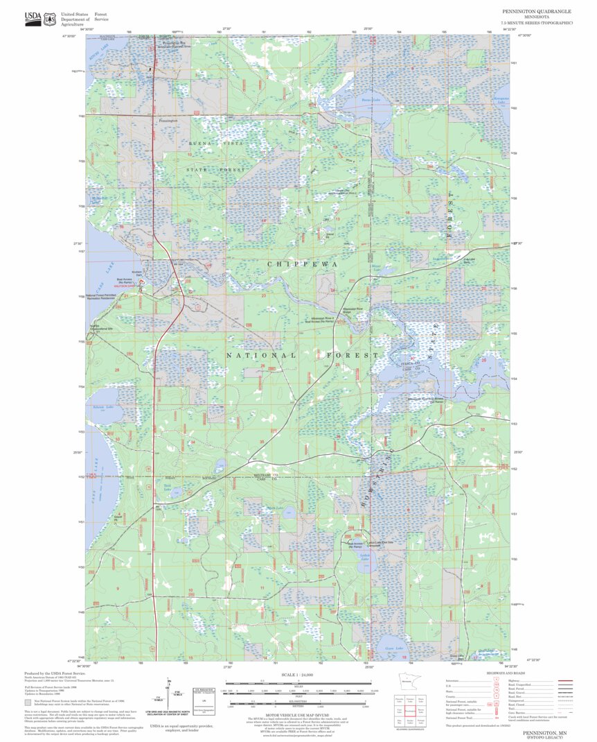 Pennington, MN FSTopo Legacy Map by US Forest Service - Topo | Avenza Maps