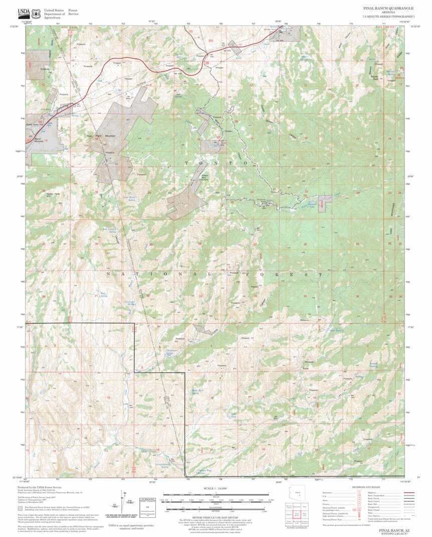Pinal Ranch, AZ FSTopo Legacy Map by US Forest Service - Topo | Avenza Maps