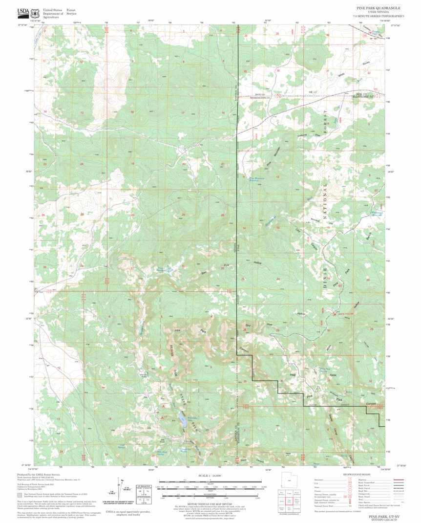 Pine Park, UT - NV FSTopo Legacy Map by US Forest Service - Topo ...