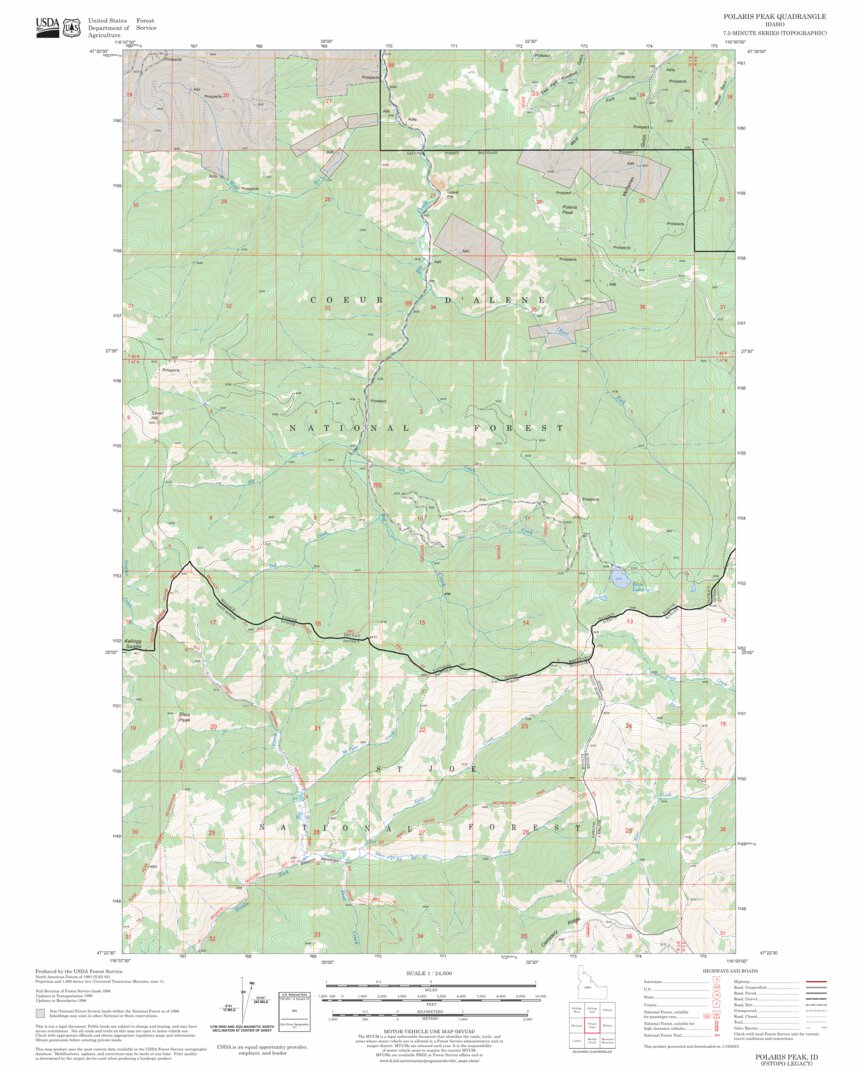 Polaris Peak, ID FSTopo Legacy Map by US Forest Service - Topo | Avenza ...