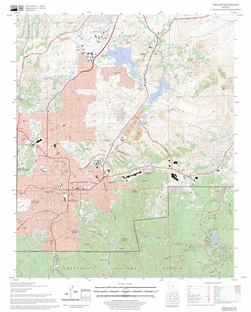 Pioneer Highway Road Map Of Prescott Arizona