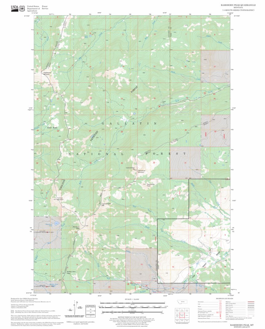 Ramshorn Peak, MT FSTopo Legacy Map by US Forest Service - Topo ...