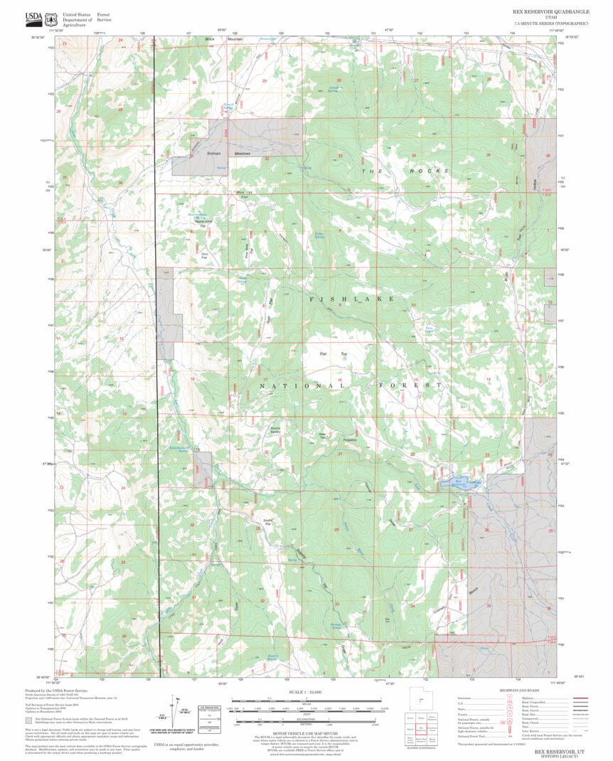 Rex Reservoir, UT FSTopo Legacy Map by US Forest Service - Topo ...