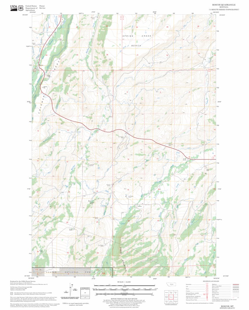 Roscoe, MT FSTopo Legacy Map by US Forest Service - Topo | Avenza Maps