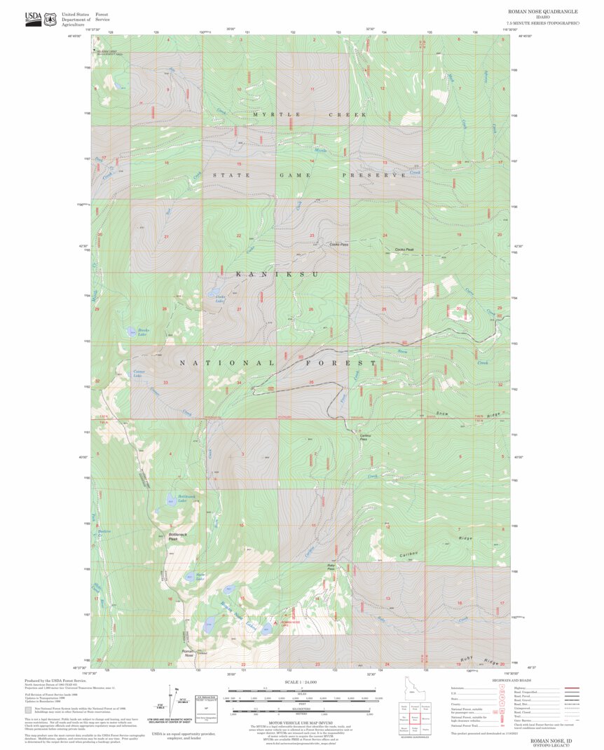 Roman Nose, ID FSTopo Legacy Map by US Forest Service - Topo | Avenza Maps