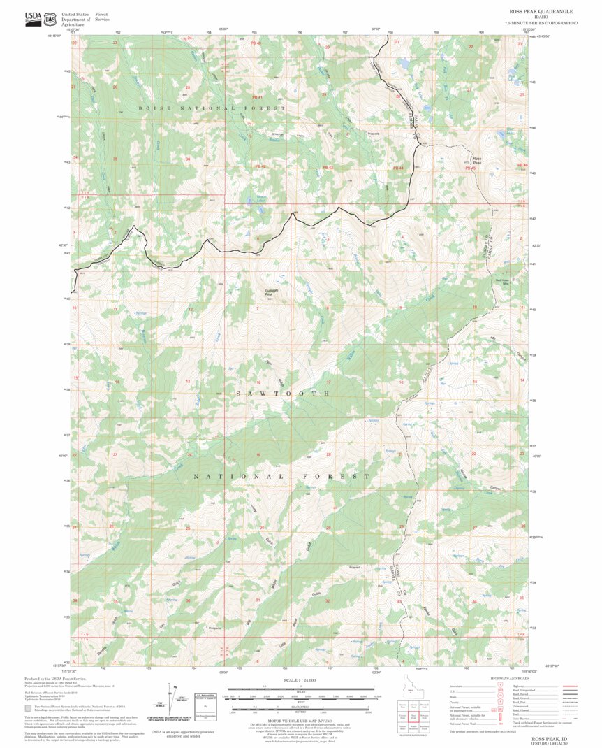 Ross Peak, ID FSTopo Legacy Map by US Forest Service - Topo | Avenza Maps